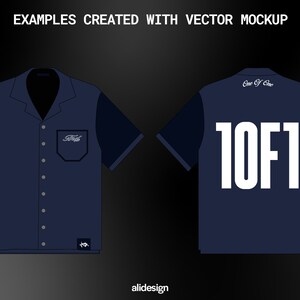 Short-sleeved Button Shirt Vector Mockup Streetwear and Fashion Tech ...