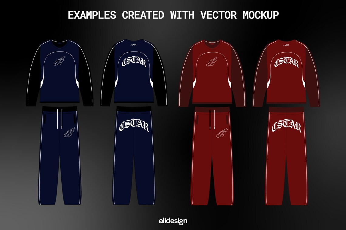 Streetwear Jumper Tracksuit Vector Mockup Streetwear and Fashion Tech ...