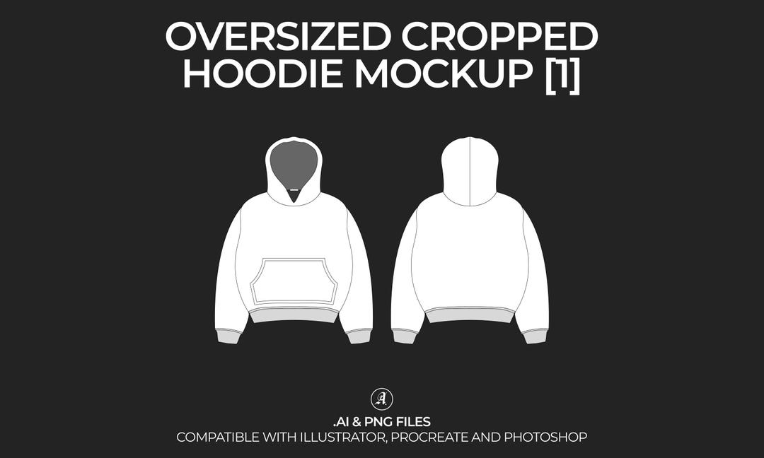 Oversized Cropped Hoodie Vector Mockup: Fashion Tech Pack (digital File ...