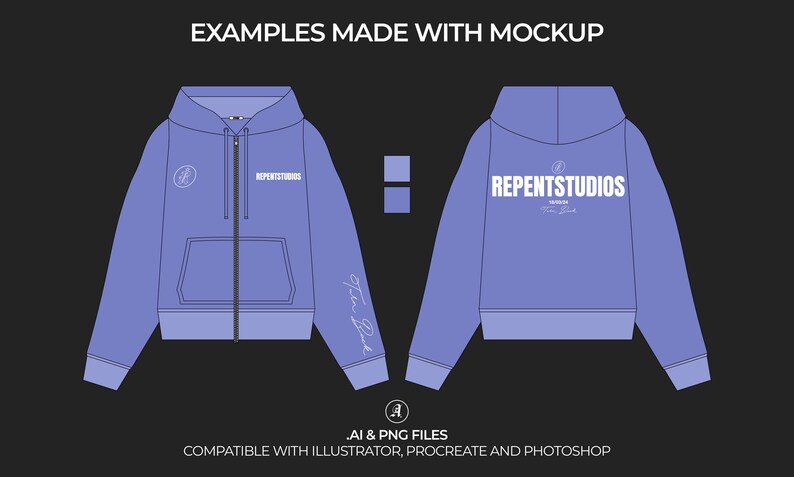 Cropped Zip-up Hoodie Vector Mockup Streetwear and Fashion Tech Pack ...
