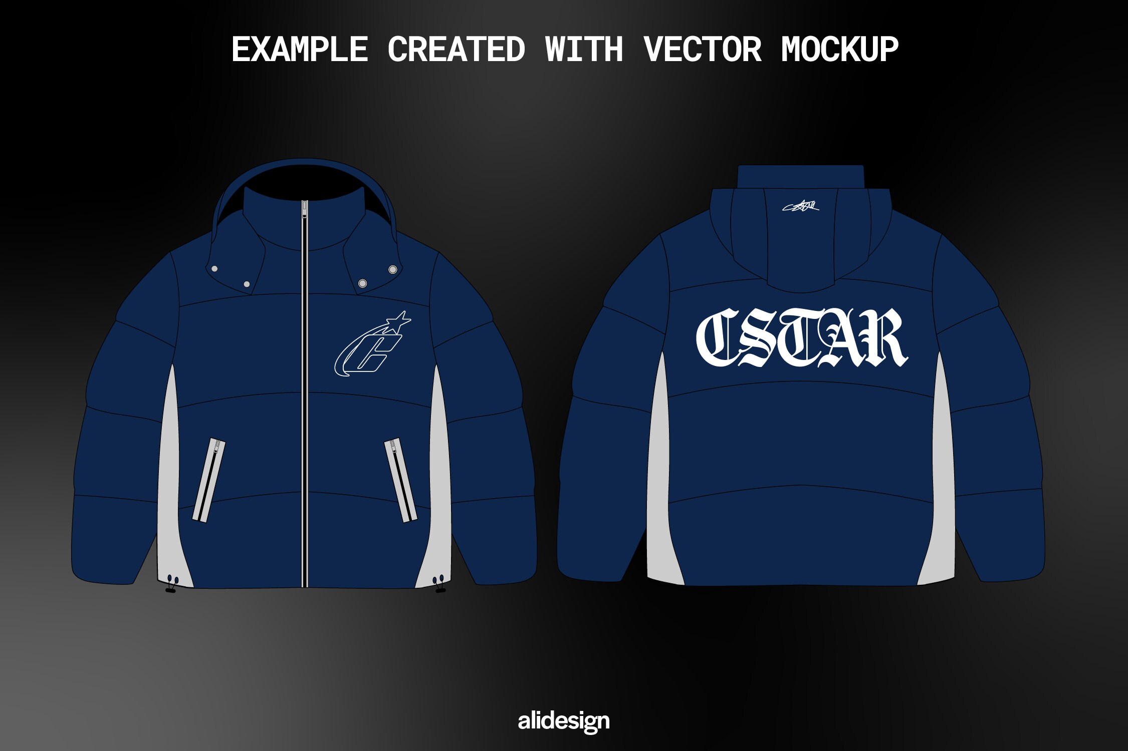 Streetwear Hooded Puffer Jacket Vector Mockup Streetwear and Fashion ...