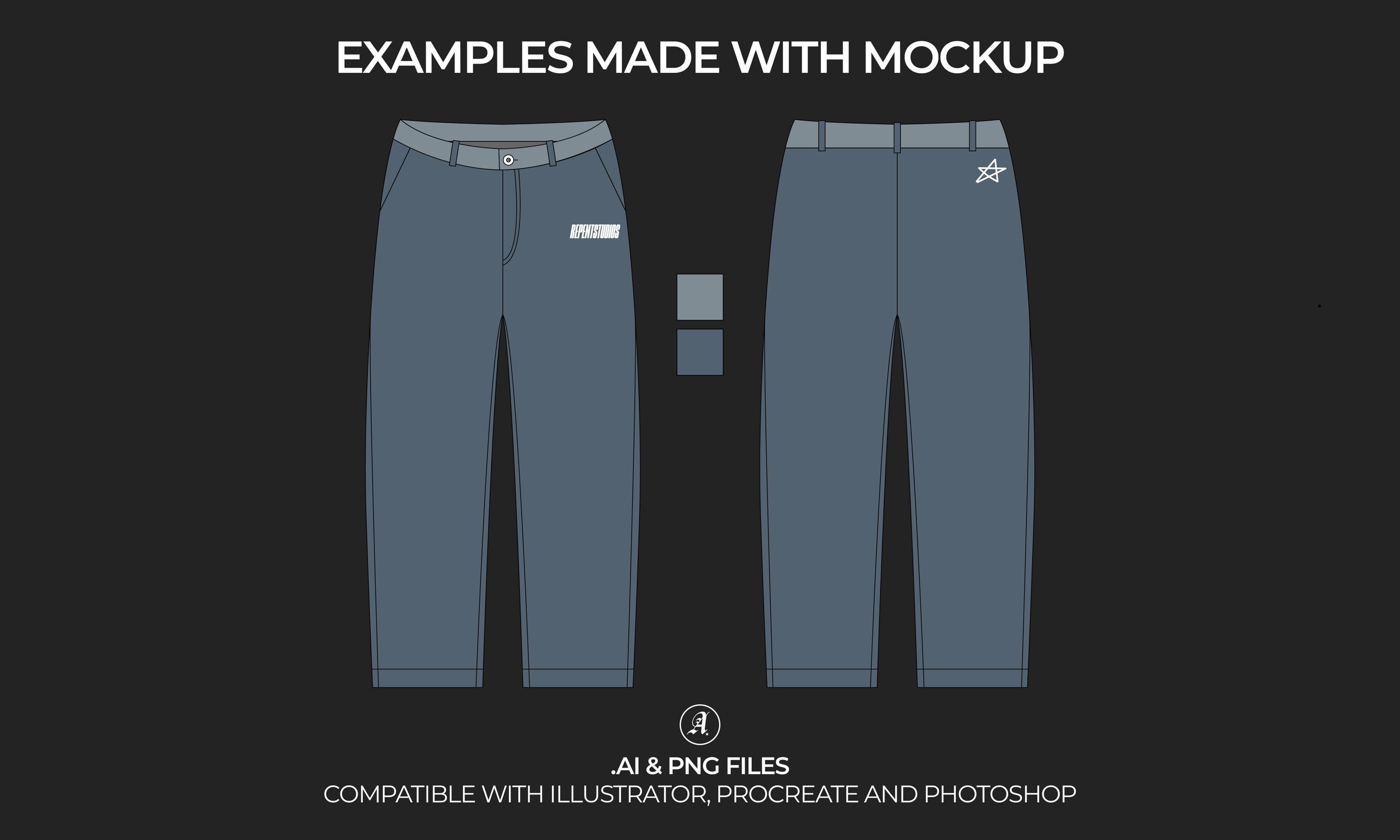 Regular Fit Trouser Pants Vector Mockup Streetwear and Fashion Tech ...