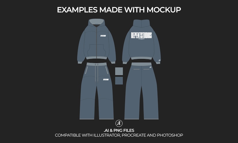 Oversized Zip up Tracksuit Vector Mockup – Streetwear Tech Pack (AI ...