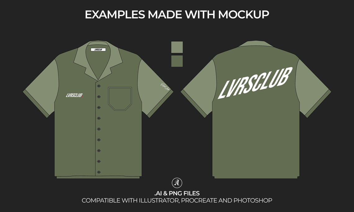 Short Sleeve Button up Shirt Vector Mockup: Fashion Tech Pack (digital ...