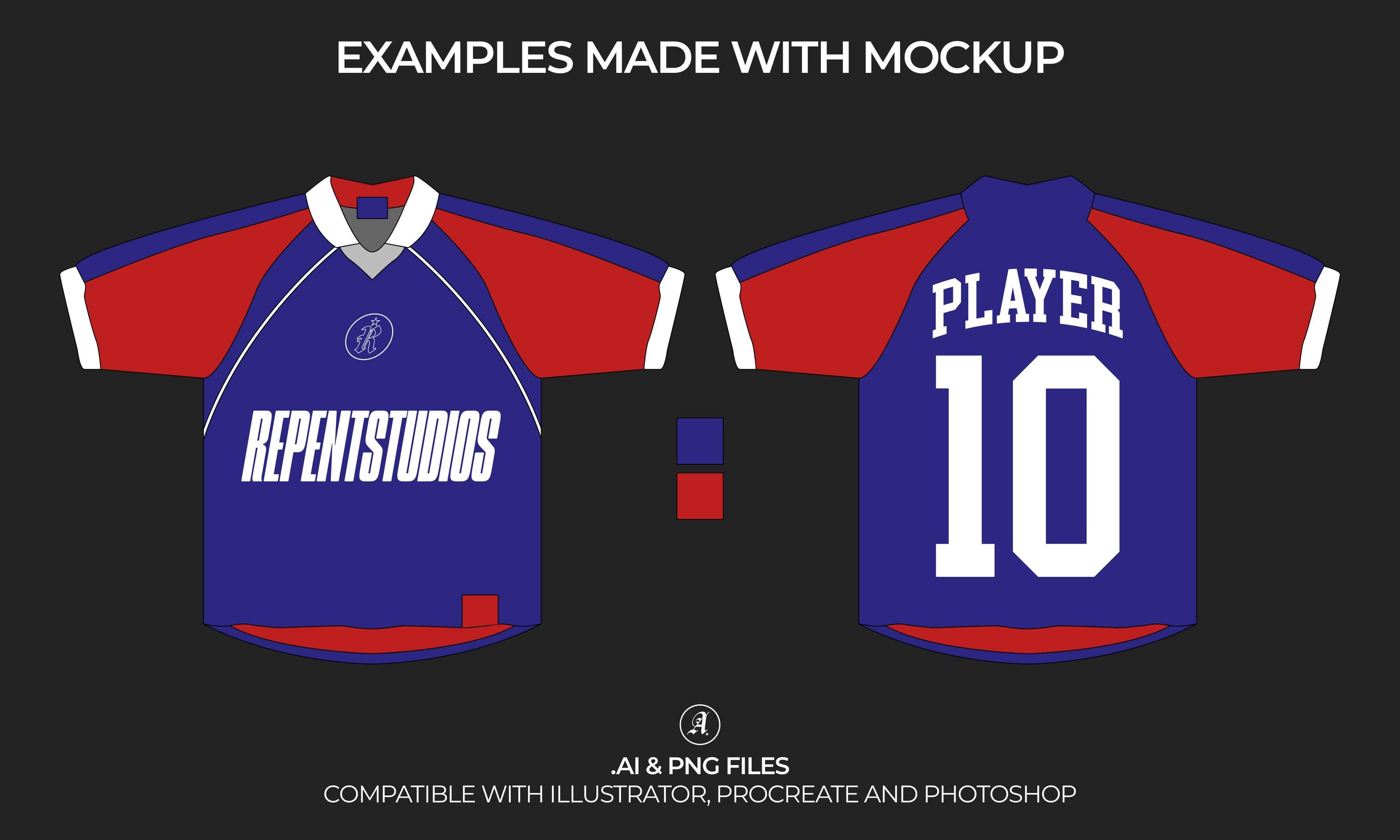 Retro Football Soccer Jersey V2 Vector Mockup Streetwear and Fashion ...