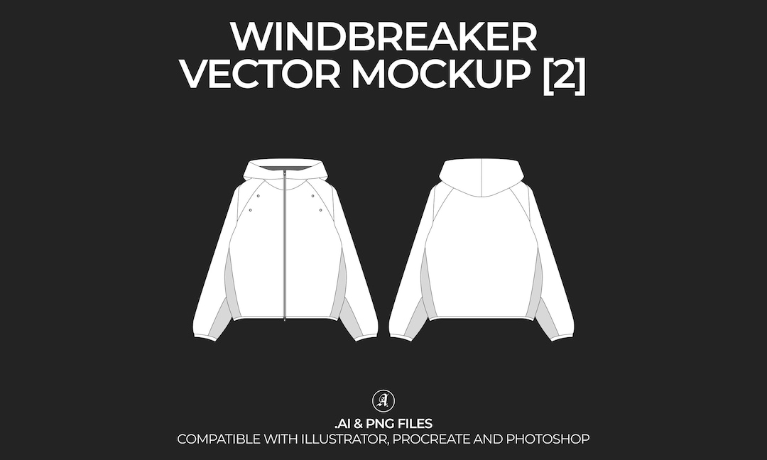 Windbreaker Jacket V2 Vector Mockup Streetwear and Fashion Tech Pack ...
