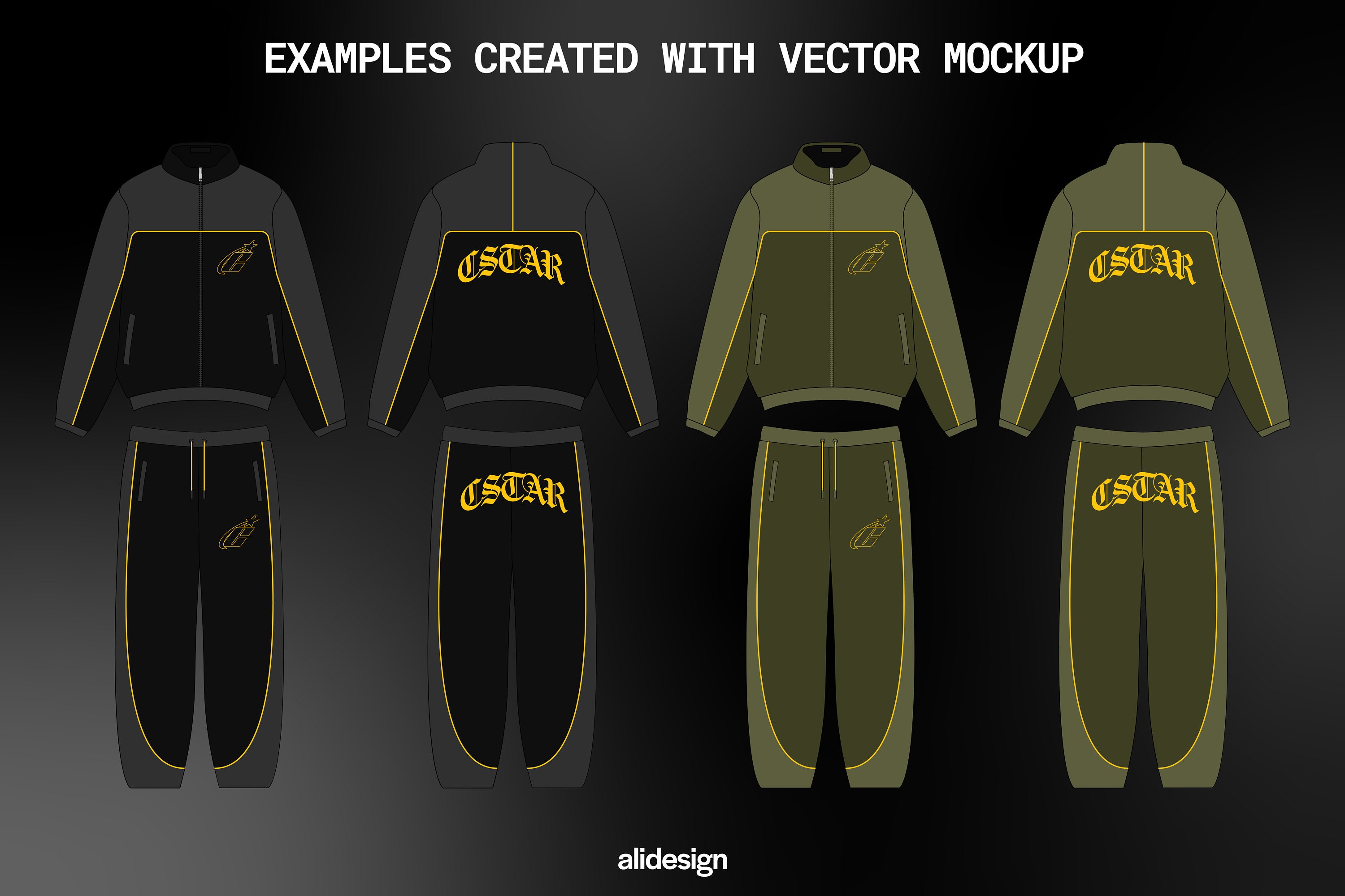 Streetwear Zip-up Tracksuit Vector Mockup Streetwear and Fashion Tech ...