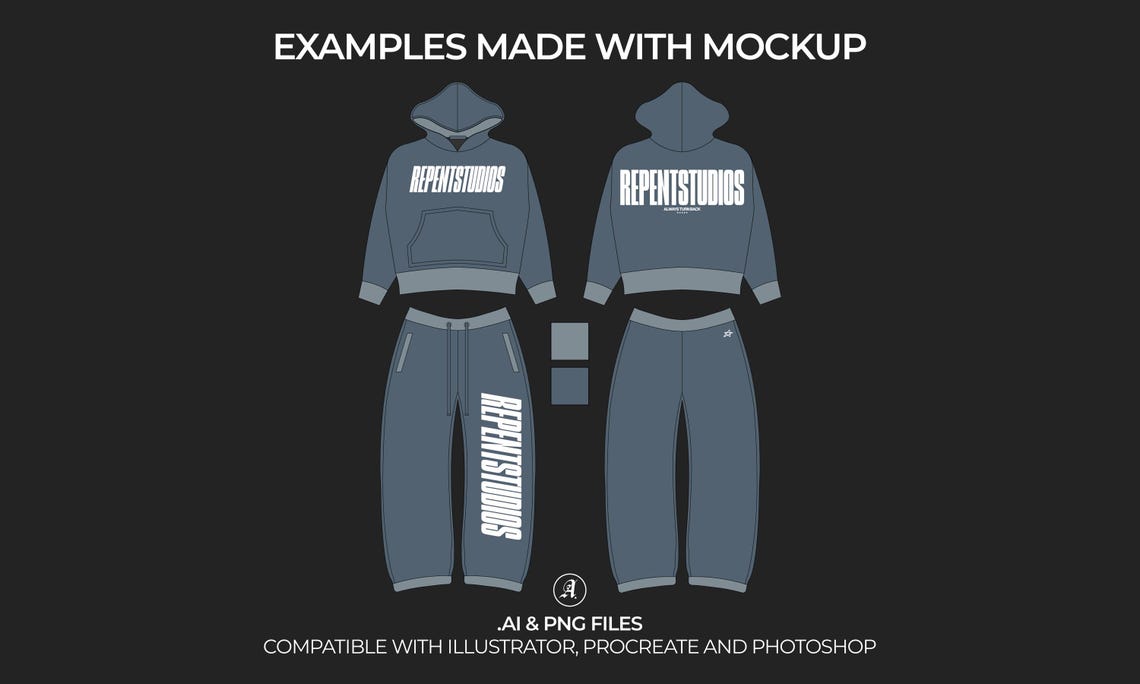 Oversized Tracksuit Vector Mockup - Streetwear Tech Pack (digital File ...