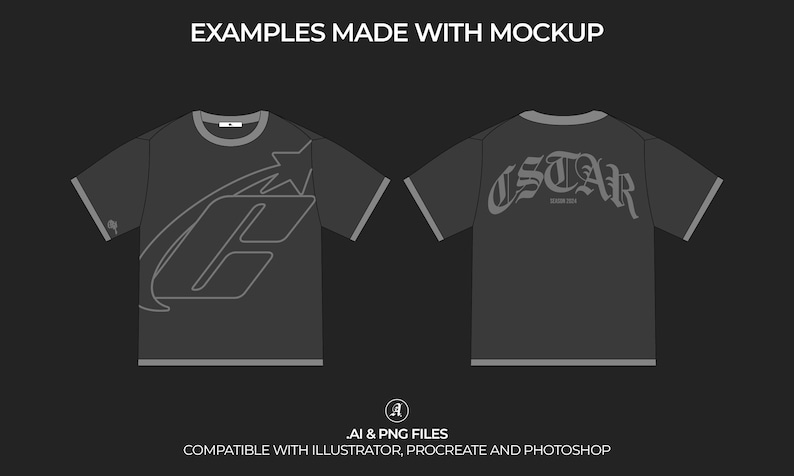 Oversized T-shirt V2 Vector Mockup Streetwear and Fashion Tech Pack ...