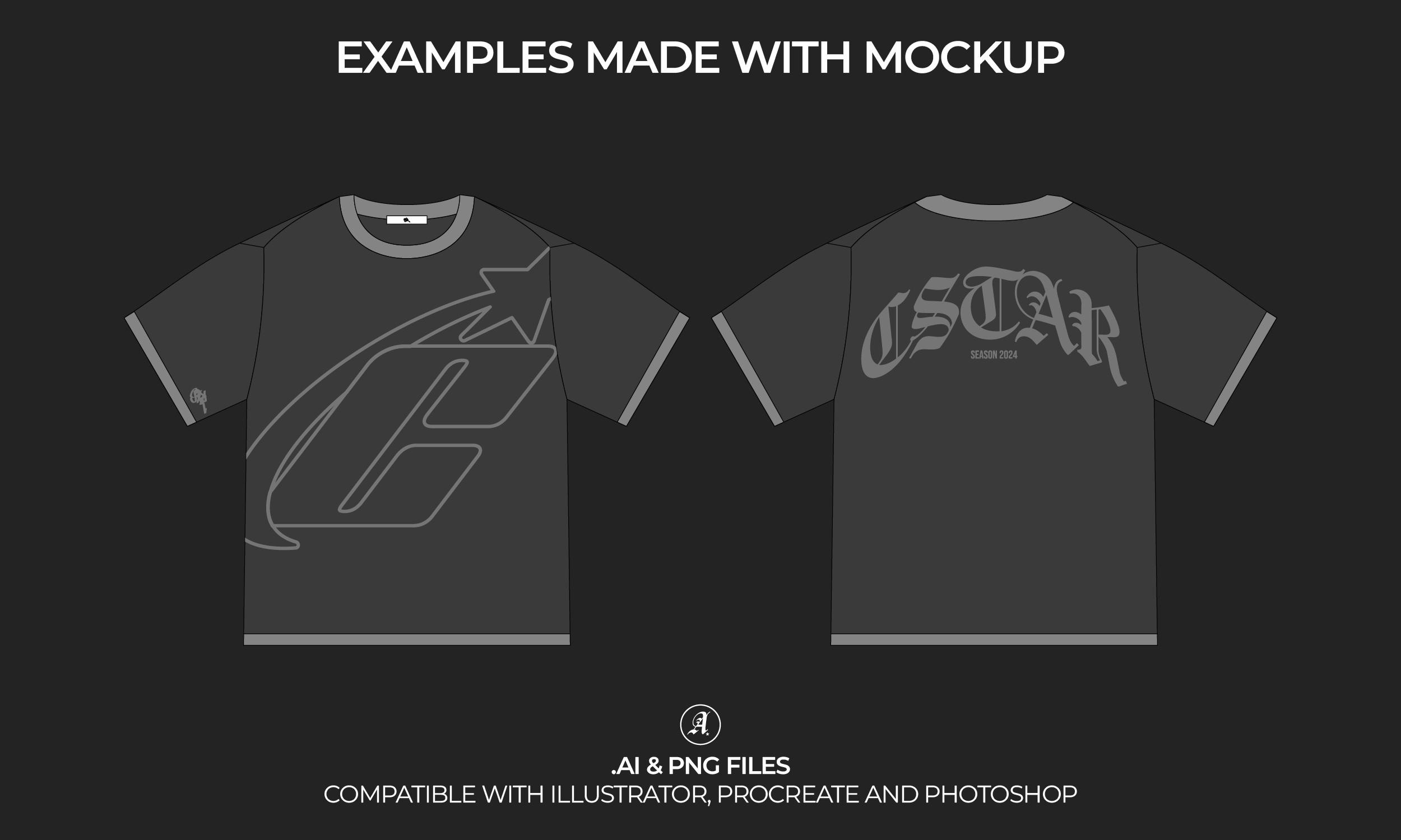 Oversized T-shirt V2 Vector Mockup Streetwear and Fashion Tech Pack ...