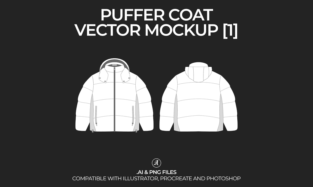 Hooded Puffer Coat Vector Mockup: Fashion Tech Pack (digital File) - Etsy
