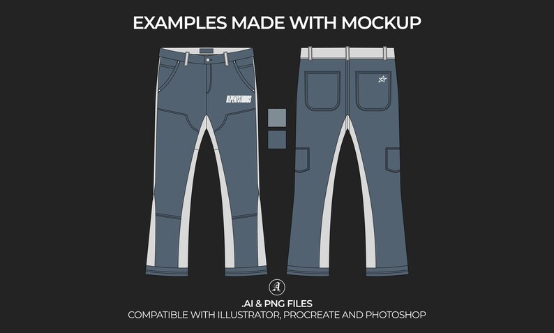 Carpenter Trouser Pants Vector Mockup Streetwear and Fashion Tech Pack ...