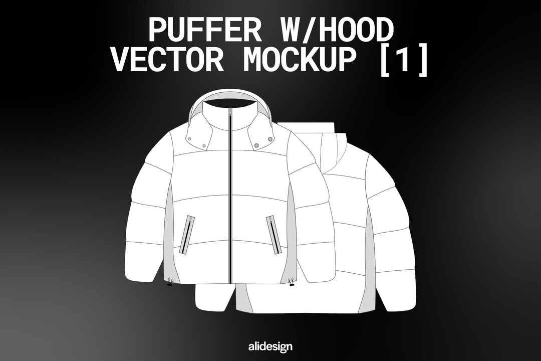 Streetwear Hooded Puffer Jacket Vector Mockup Streetwear and Fashion ...