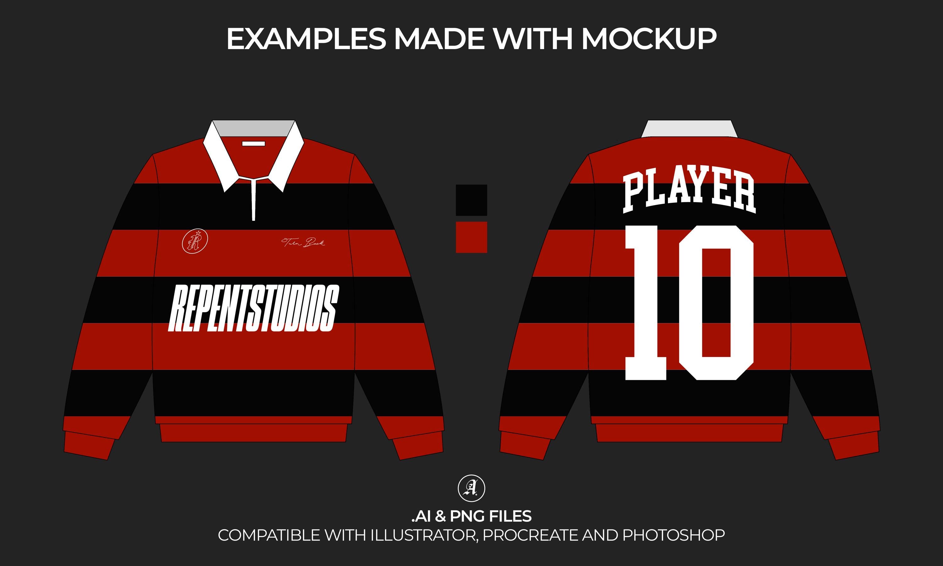 Rugby Polo Shirt Jersey Vector Mockup Streetwear and Fashion Tech Pack ...