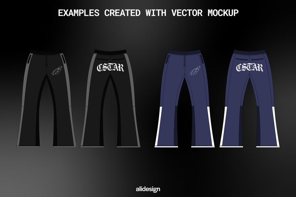 Streetwear Flared Joggers Vector Mockup Streetwear and Fashion Tech ...