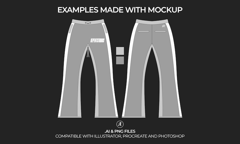 Streetwear Flared Joggers Vector Mockup: Fashion Tech Pack (digital ...