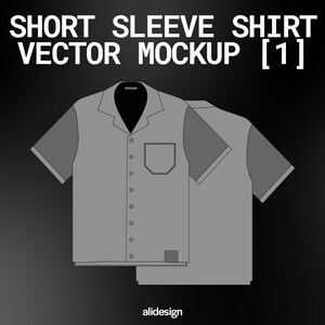 Short-sleeved Button Shirt Vector Mockup Streetwear and Fashion Tech ...