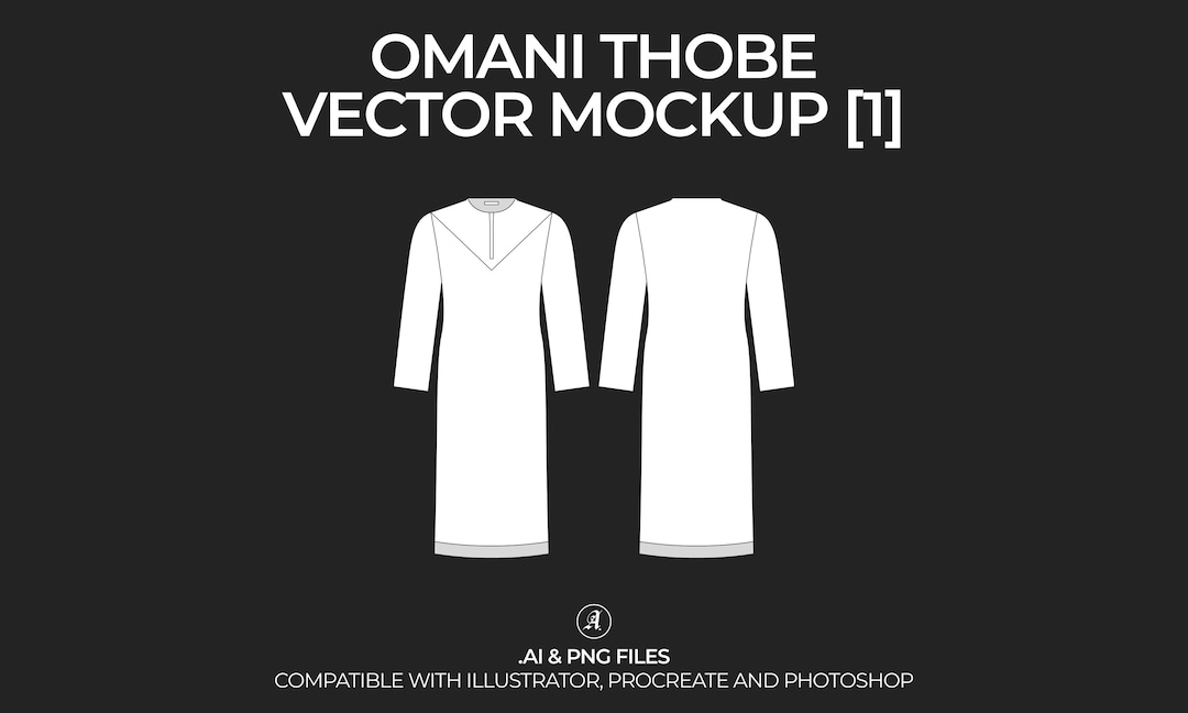 Omani Thobe Vector Mockup: Fashion Tech Pack (digital File) - Etsy