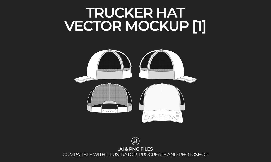 Trucker Hat Cap Vector Mockup Streetwear and Fashion Tech Pack ...
