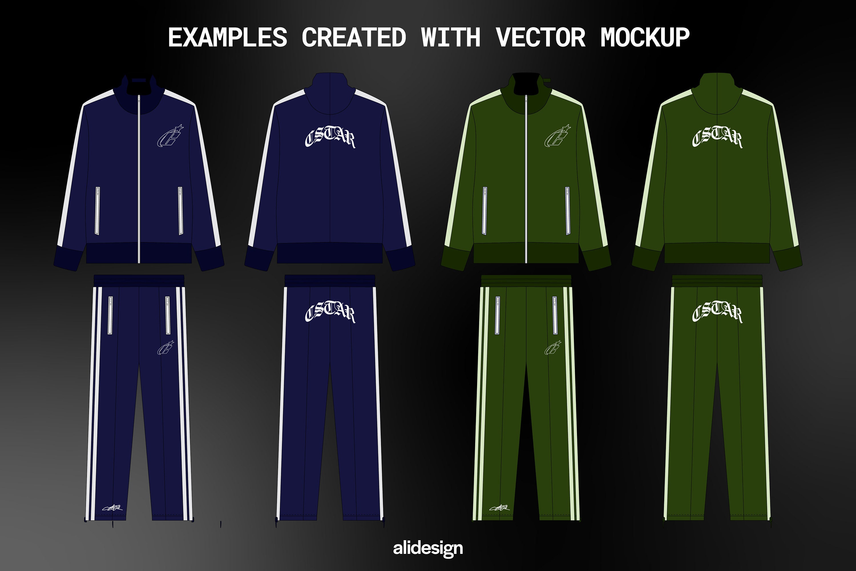 Tracksuit Sets Full Access Streetwear Vector Mockup Pack Template for ...