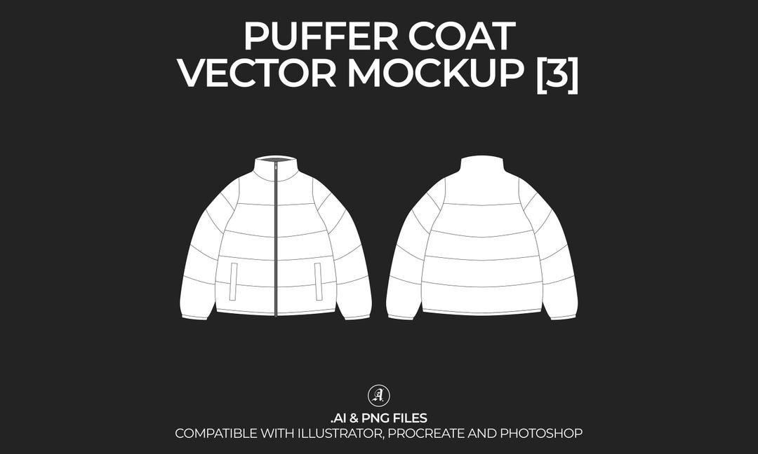 Puffer Jacket Vector Mockup: Fashion Tech Pack (digital File) - Etsy