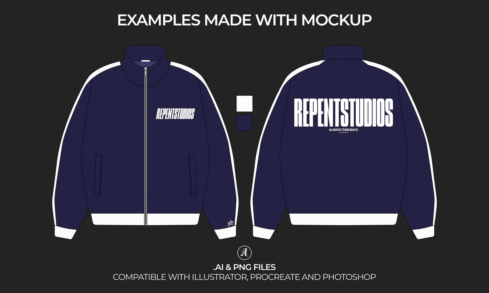 Track Jacket Vector Mockup Streetwear and Fashion Tech Pack Illustrator ...