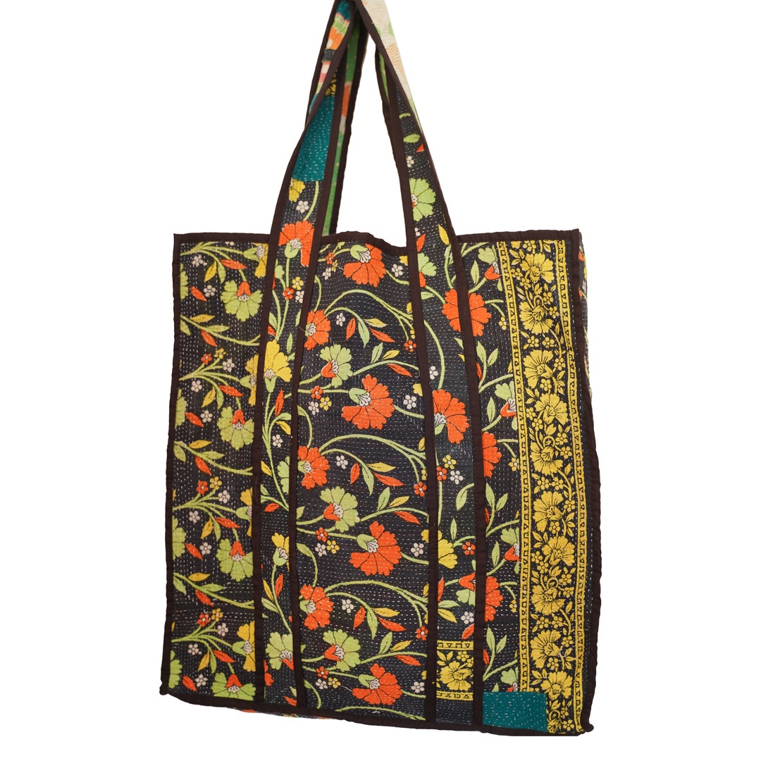 Vintage Cotton Kantha Stitch Handmade Top Handled Bag High Quality ...