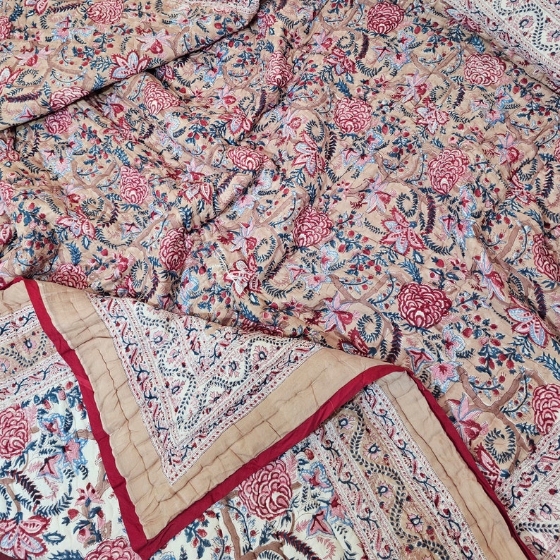 Queen Size Quilt for SALE Rajasthani Hand Block Print Quilted Razai ...
