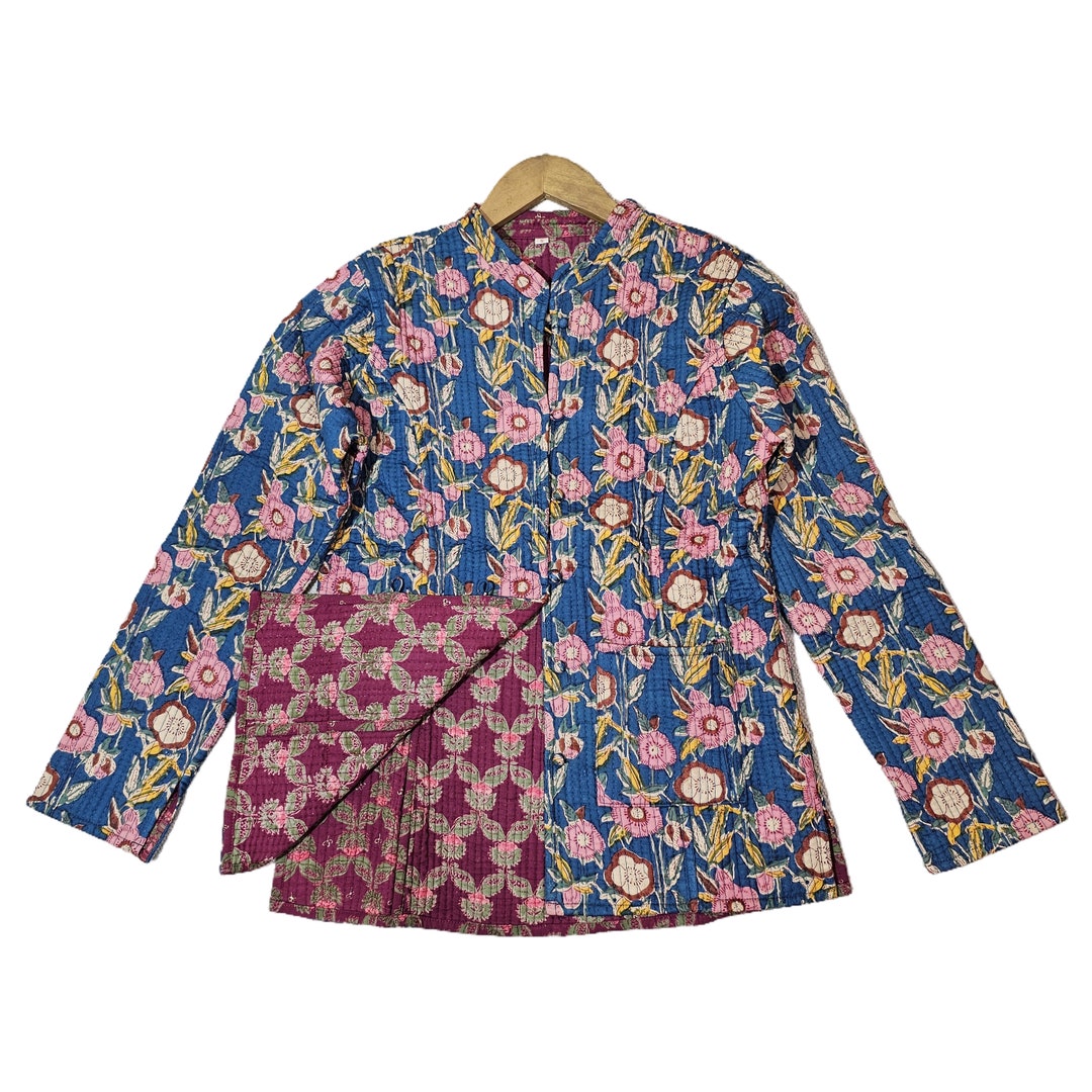 Anokhi Print Indian Kantha Quilted Reversible Block Print Cotton Jacket ...