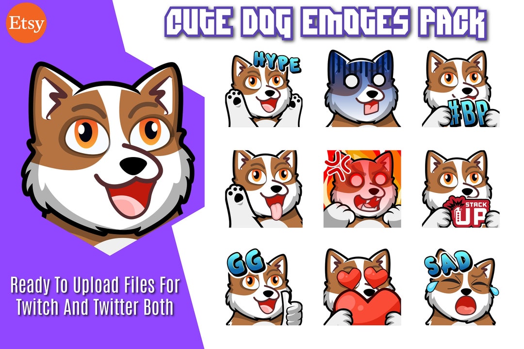 Cute Dog Emotes Pack - 9 Ready-to-upload Files - Etsy