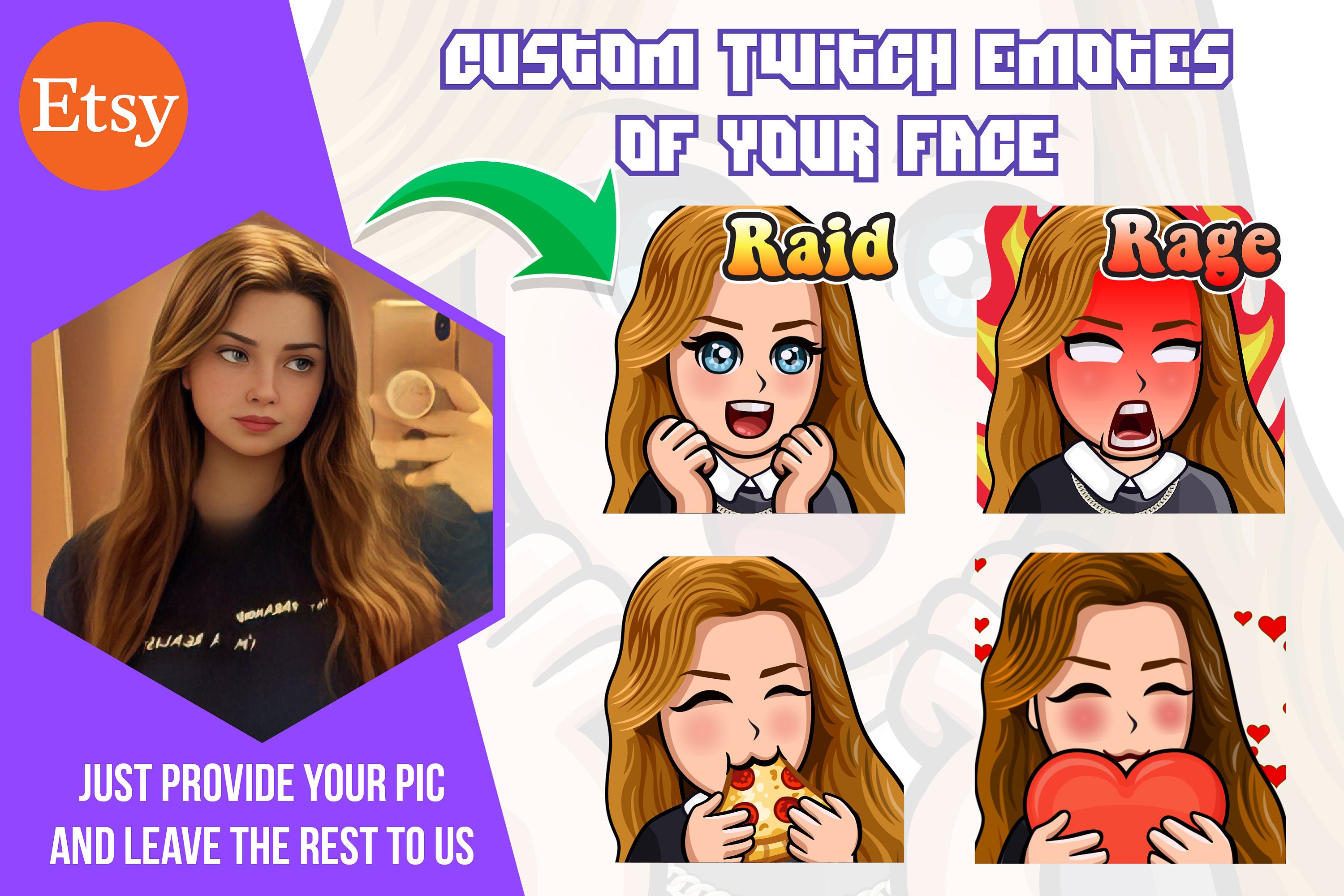 Custom Twitch Emotes of Your Face ( 5 Still 1 Animated ) - Etsy