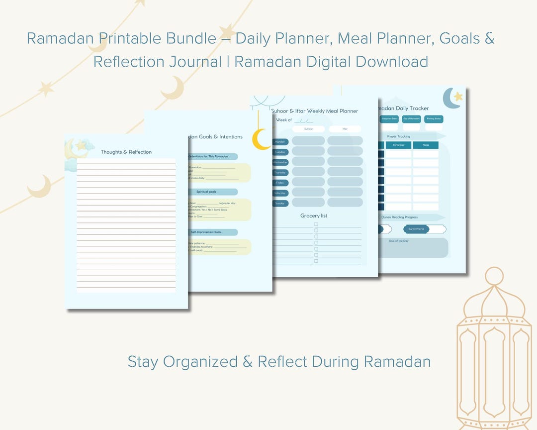 Ramadan Planner Printable Bundle – Daily Goals, Meal Prep (digital ...