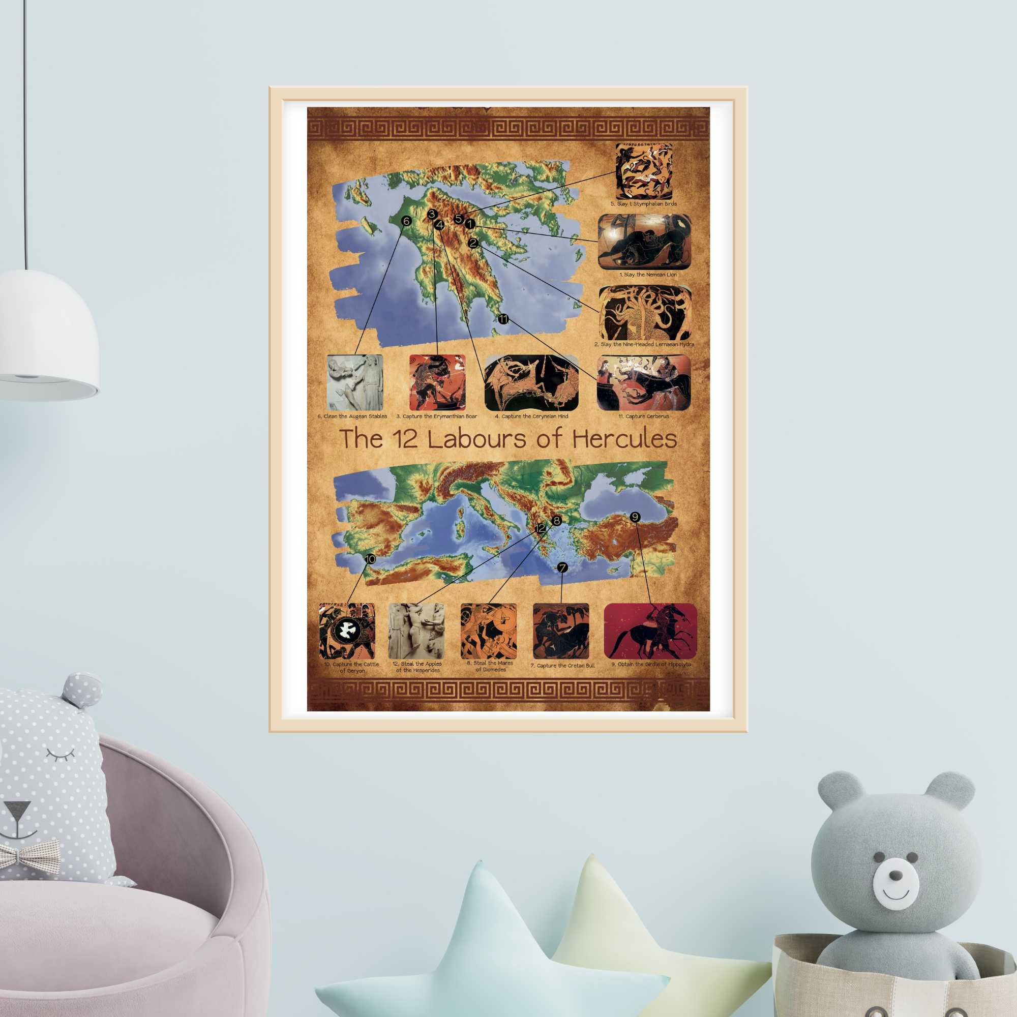 12 Labours of Hercules Printable Wall Art Set, Mythology Art Prints ...