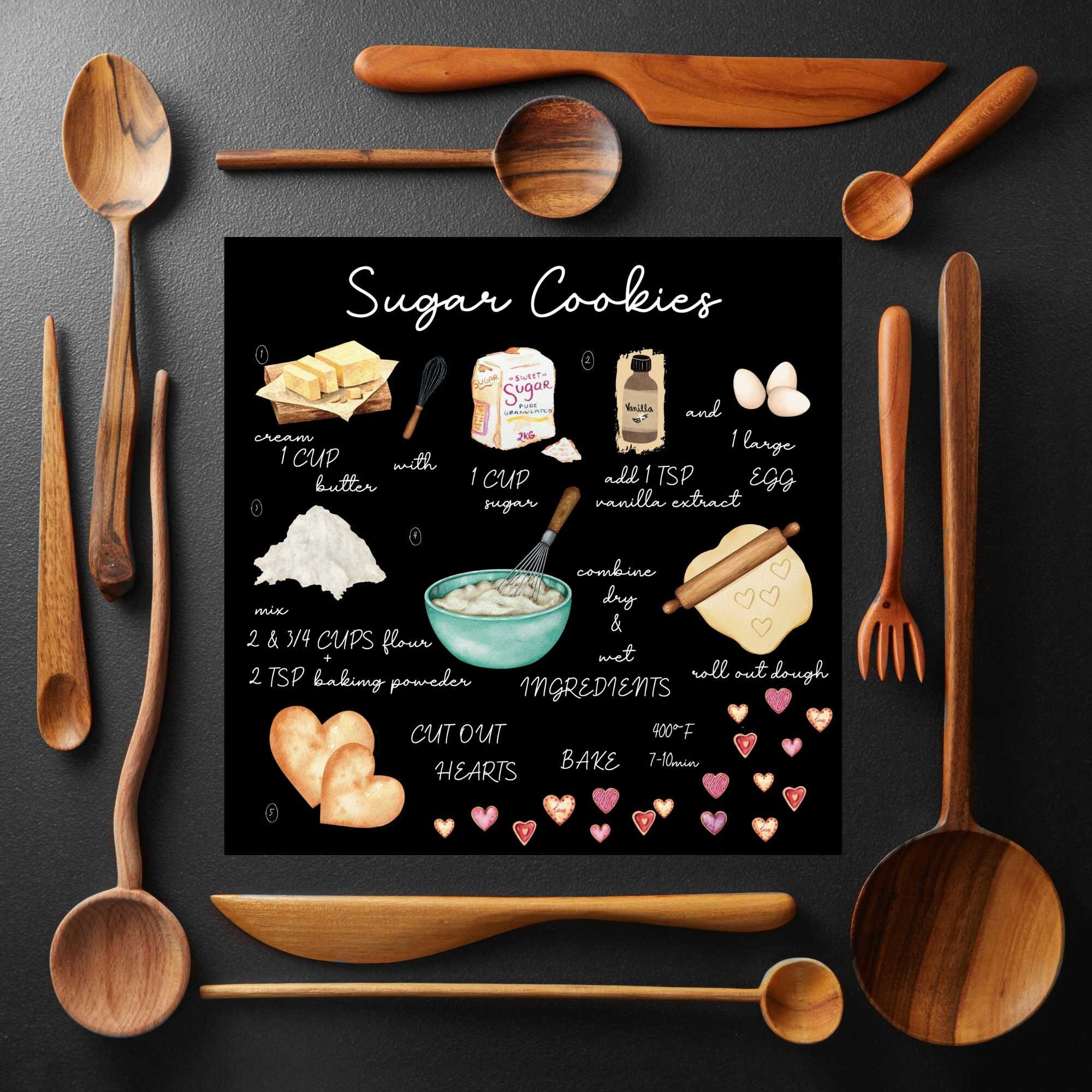 Sugar Cookie Recipe Print, Baking Art, Cooking Decor, Culinary Wall Art ...