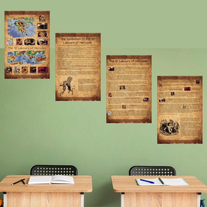 12 Labours of Hercules Printable Wall Art Set, Mythology Art Prints ...