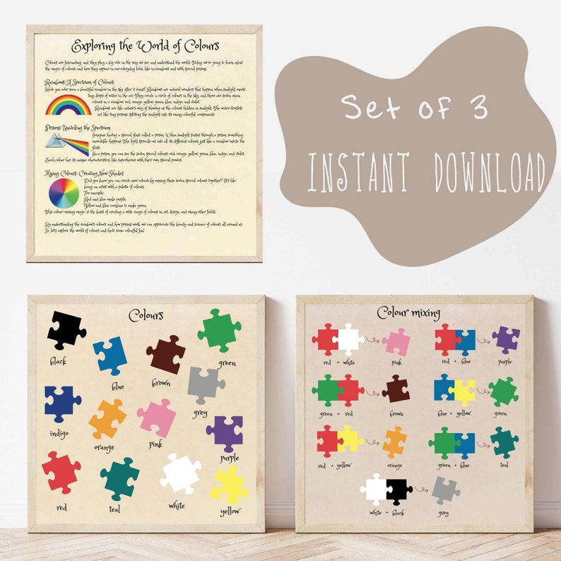 Color Learning Printables for Kids, Educational Wall Art Set of 3 ...