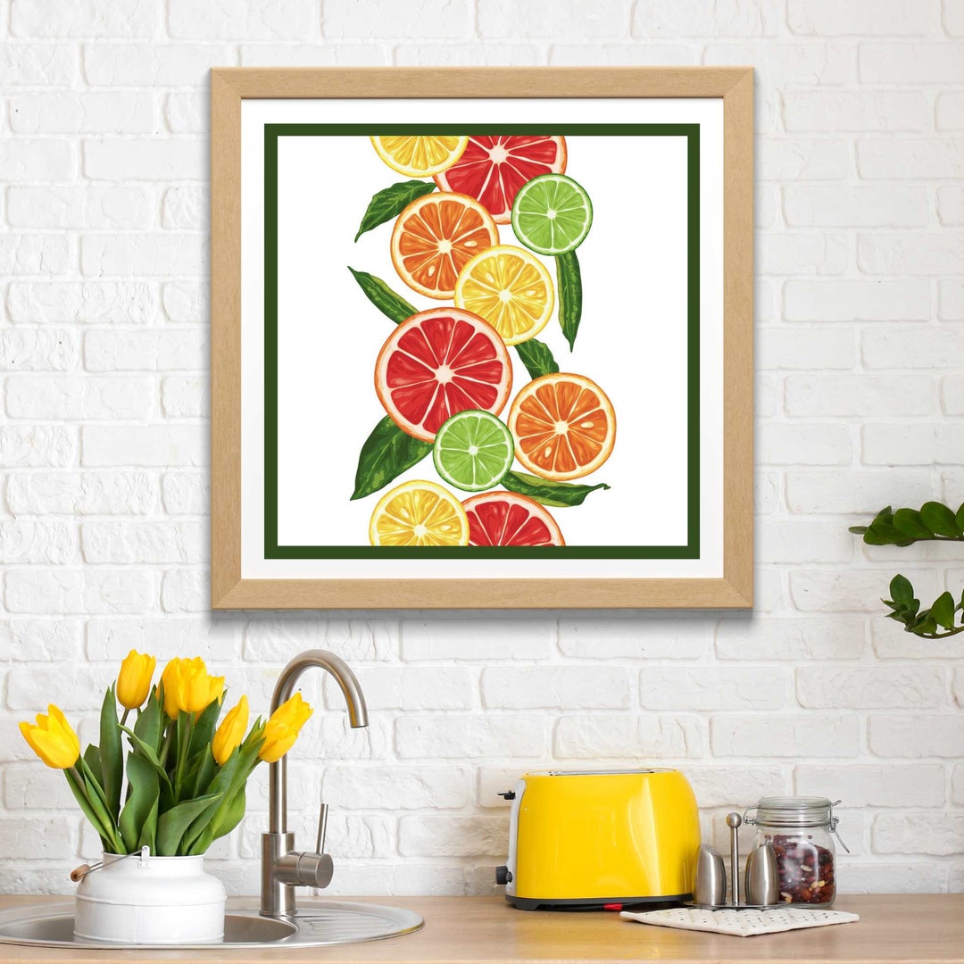Citrus Burst Watercolor Printable Art for Kitchen Decor, Colourful ...
