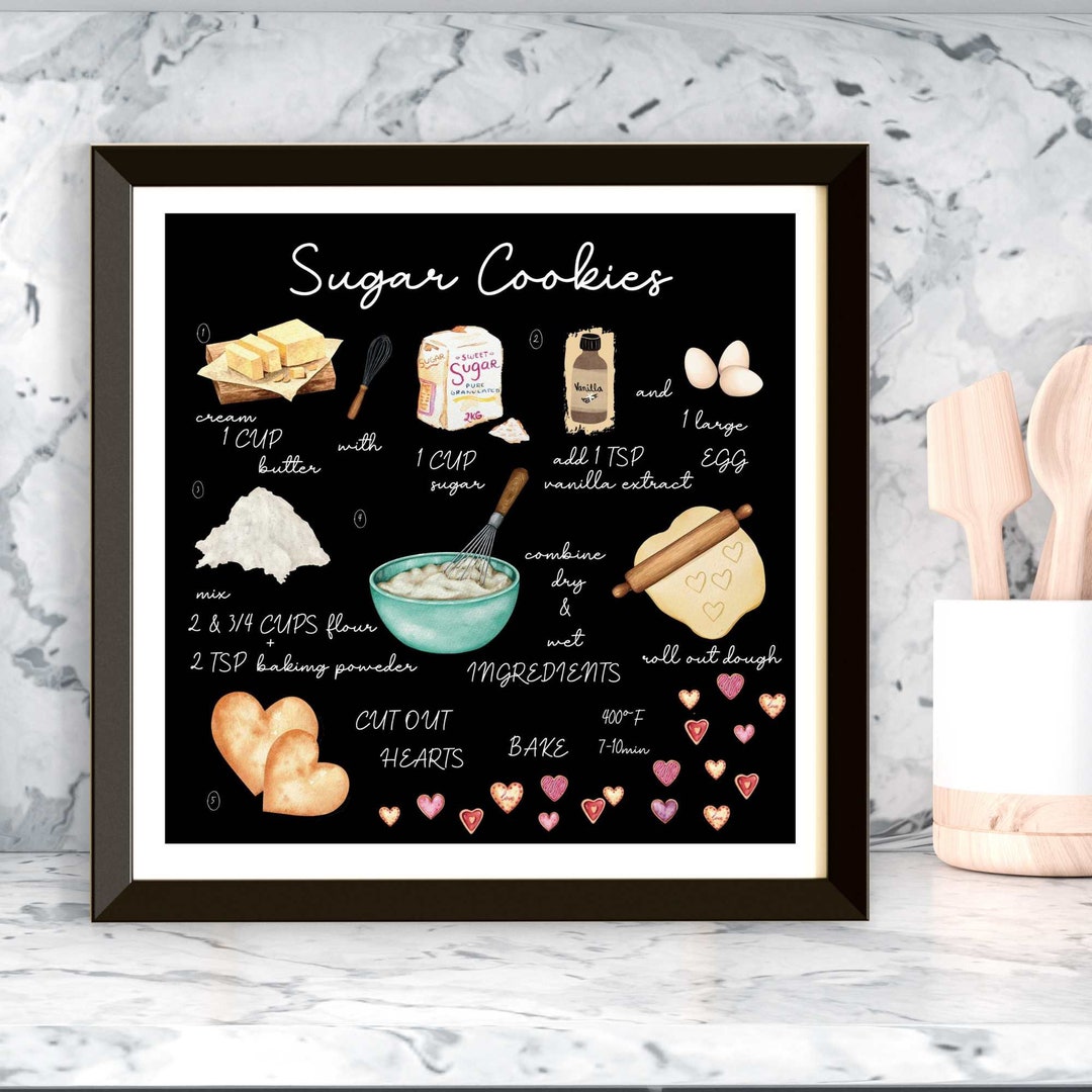 Sugar Cookie Recipe Print, Baking Art, Cooking Decor, Culinary Wall Art ...
