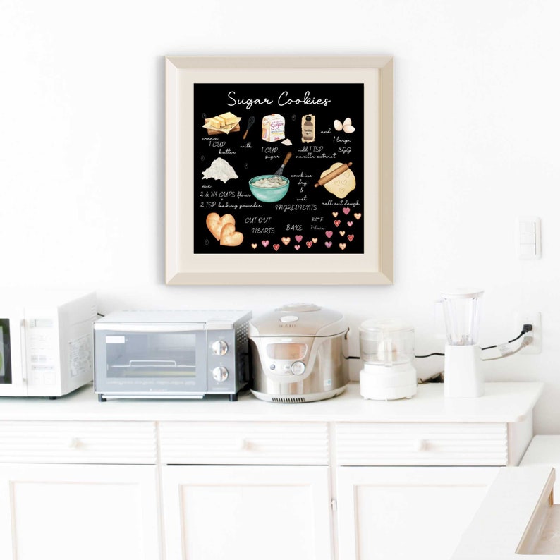 Sugar Cookie Recipe Print, Baking Art, Cooking Decor, Culinary Wall Art ...