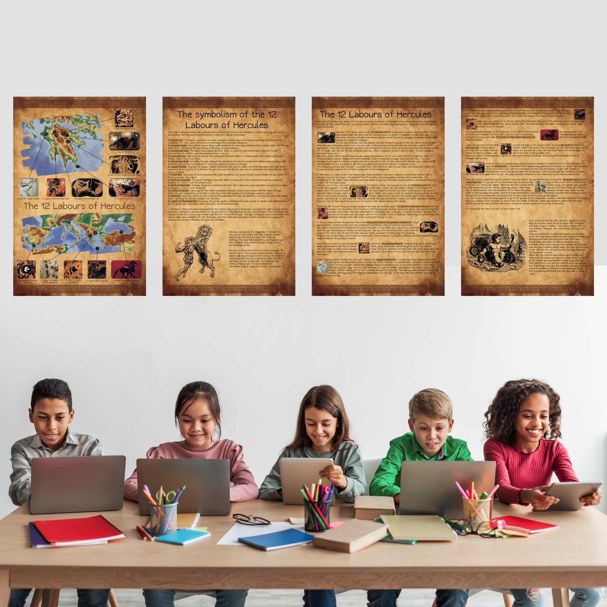 12 Labours of Hercules Printable Wall Art Set, Mythology Art Prints ...