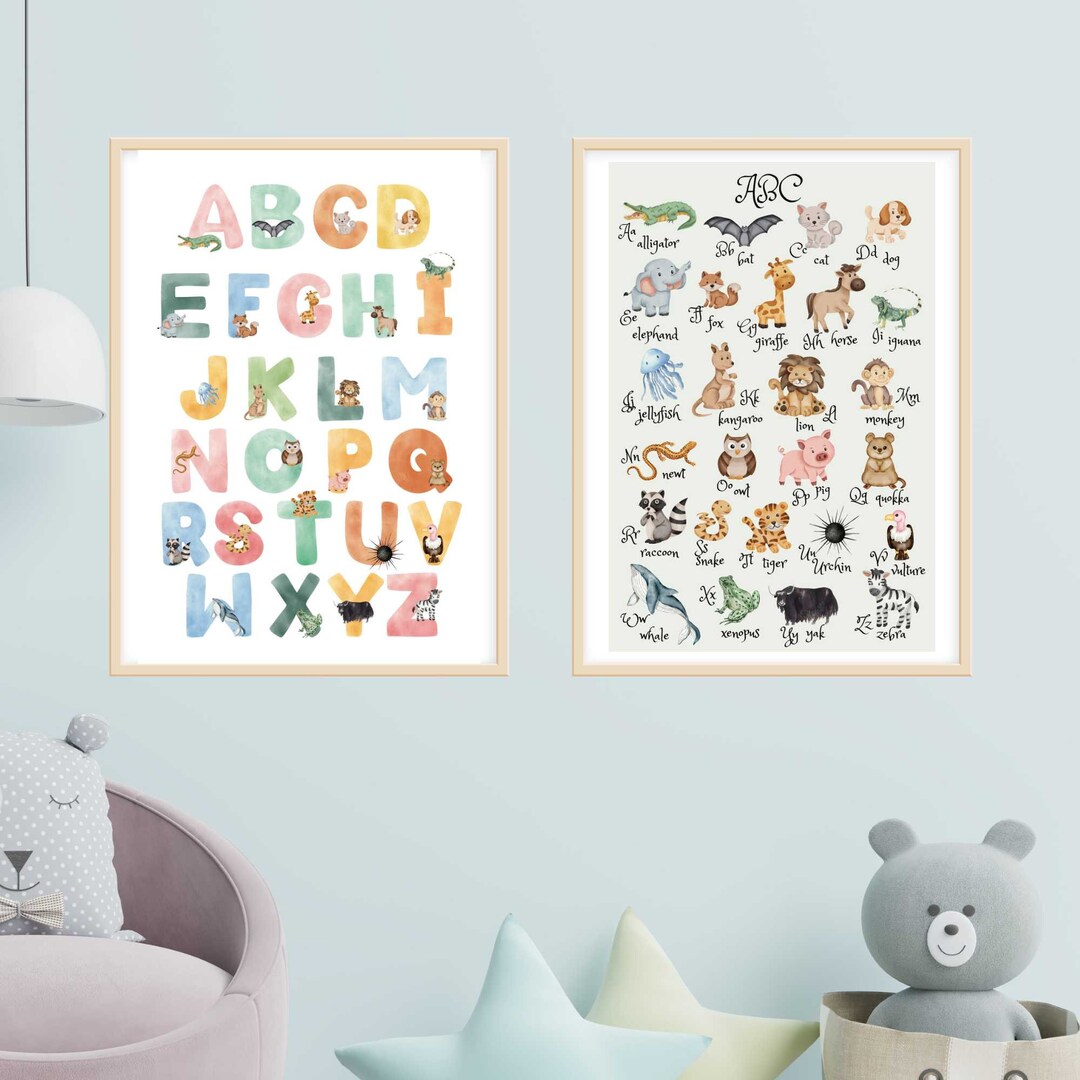 ABC Alphabet Wall Art Prints for Kids, ABC Animal Alphabet and Upper ...