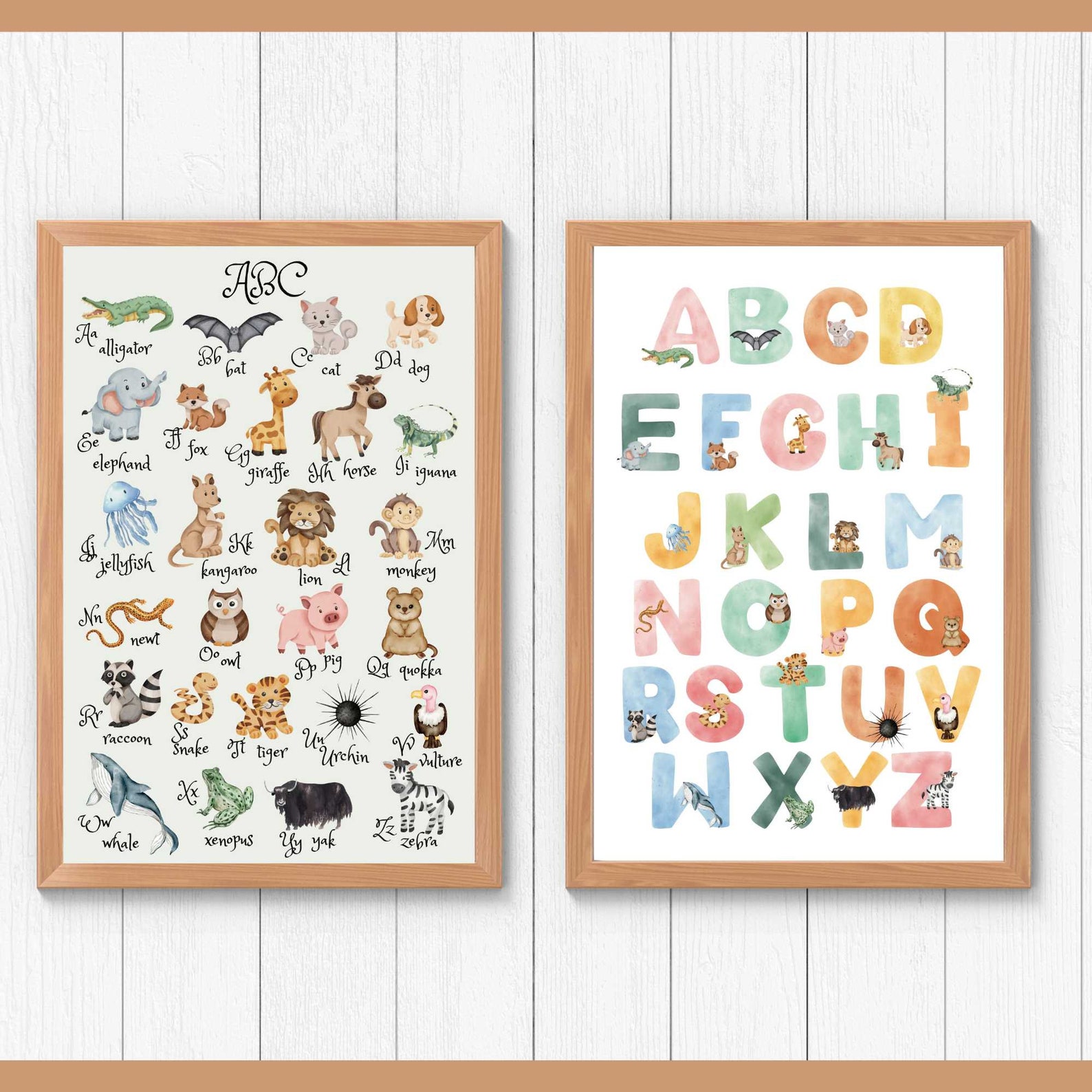 ABC Alphabet Wall Art Prints for Kids, ABC Animal Alphabet and Upper ...