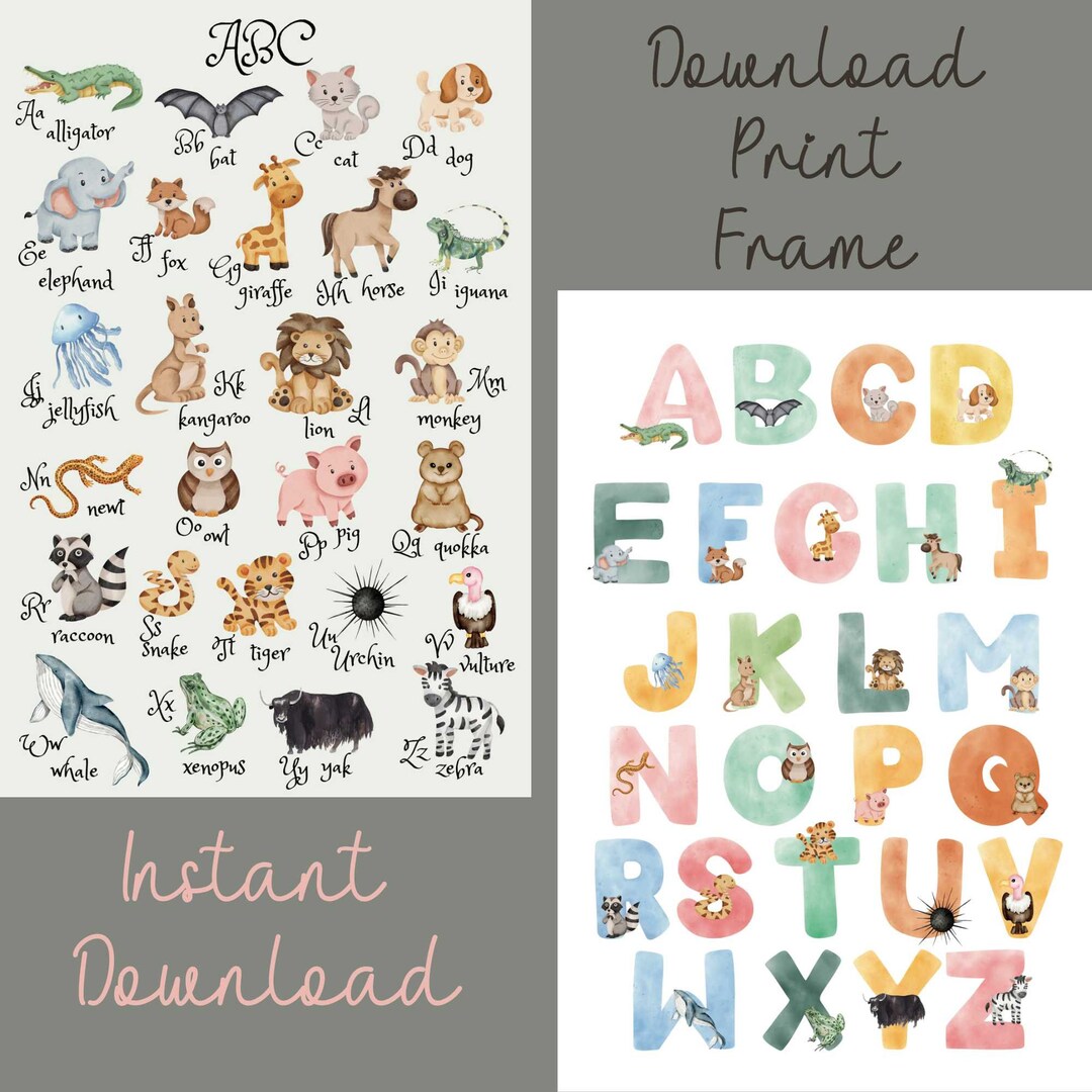 ABC Alphabet Wall Art Prints for Kids ABC Animal Alphabet and - Etsy