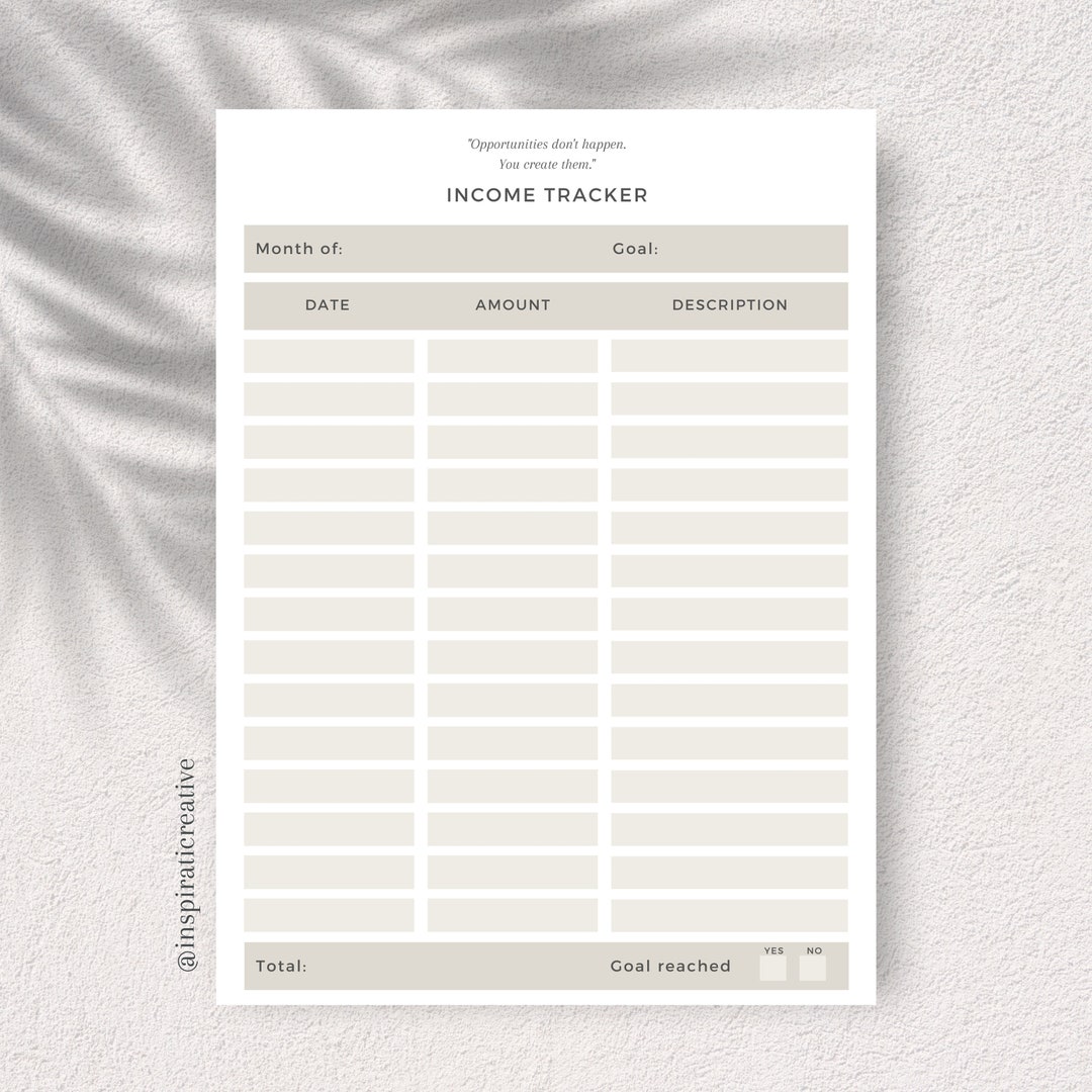 Income Tracker / Financial Planner / Salary Tracker / Online / Digital ...