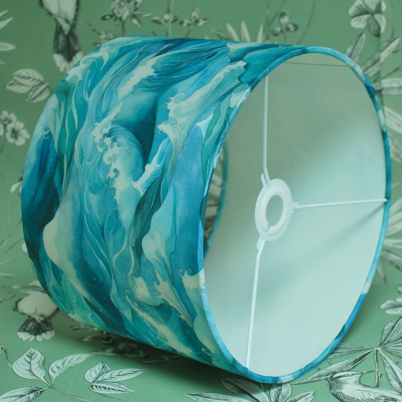 Handmade Blue Seascape Drum Lampshade: Coastal Home Decor - Etsy