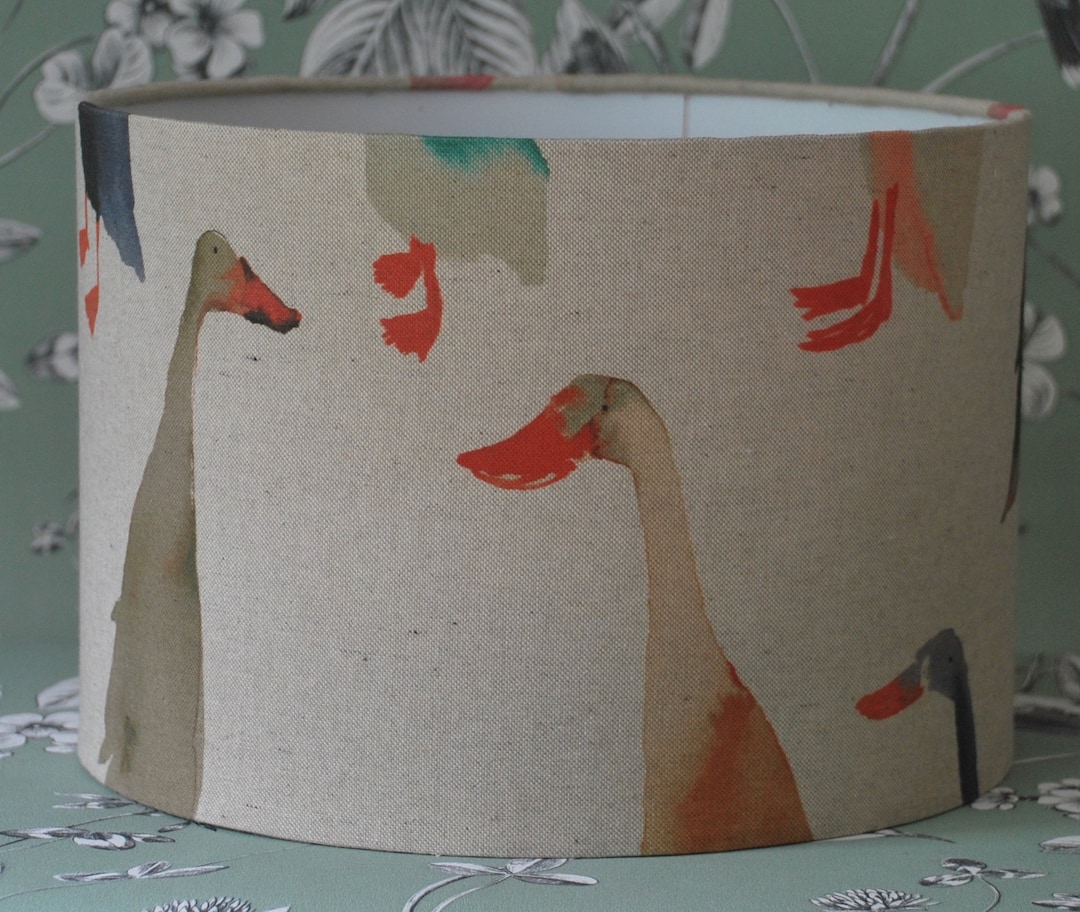 Handmade Linen Drum Lampshade: Runner Duck Print, Home Decor - Etsy