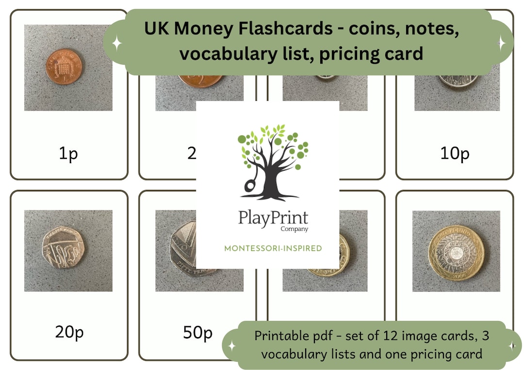 UK Currency - Real Photo Montessori Cards and Vocabulary - Etsy