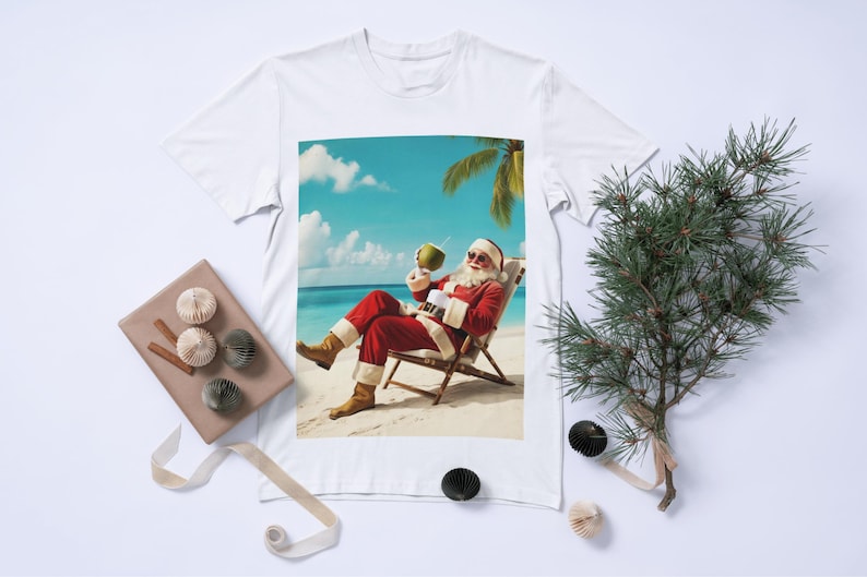 Santa Chilling on a Tropical Beach Digital Download .png - Etsy