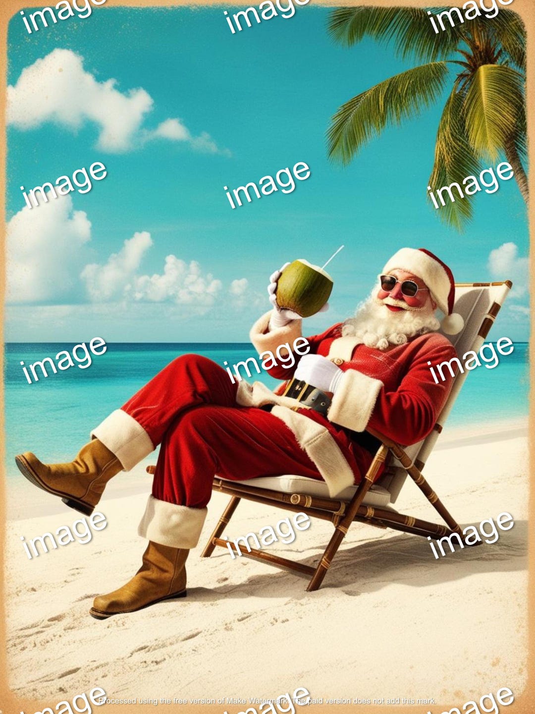 Santa Chilling on a Tropical Beach - Digital Download .png - Etsy