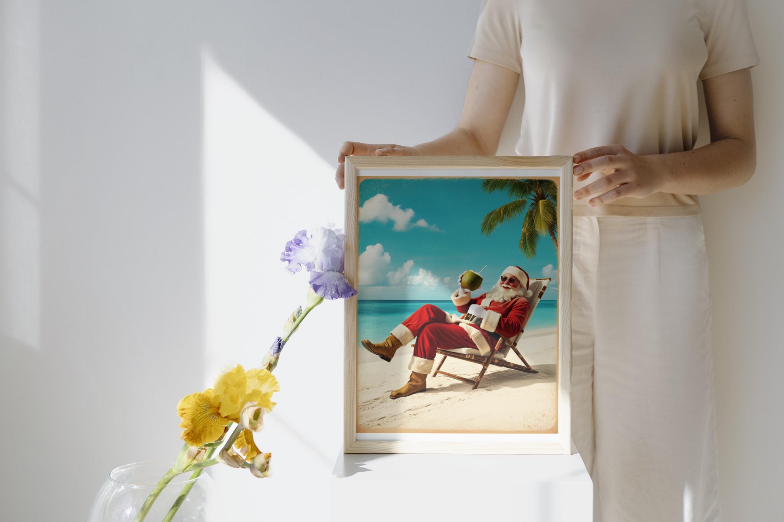 Santa Chilling on a Tropical Beach - Digital Download .png - Etsy